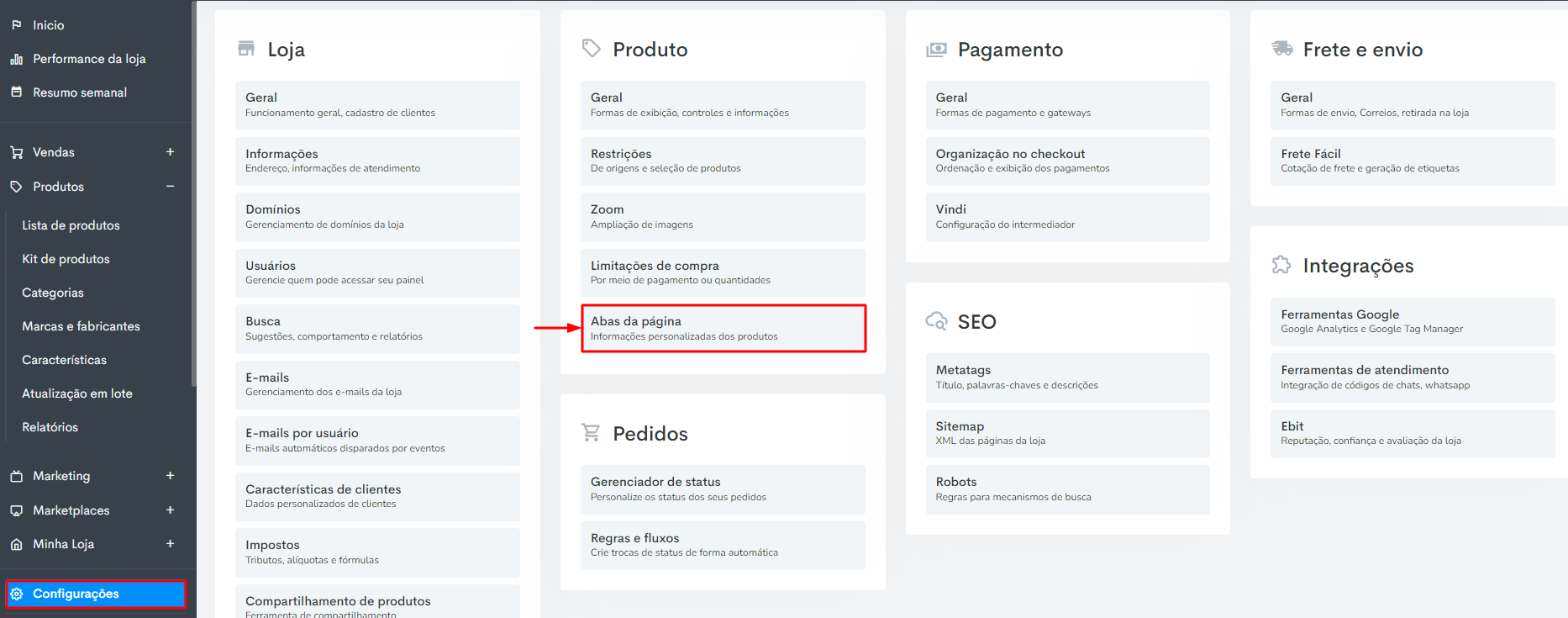 Como Personalizar As Abas Das Páginas Dos Produtos Tray Tecnologia Em Ecommerce Ltda